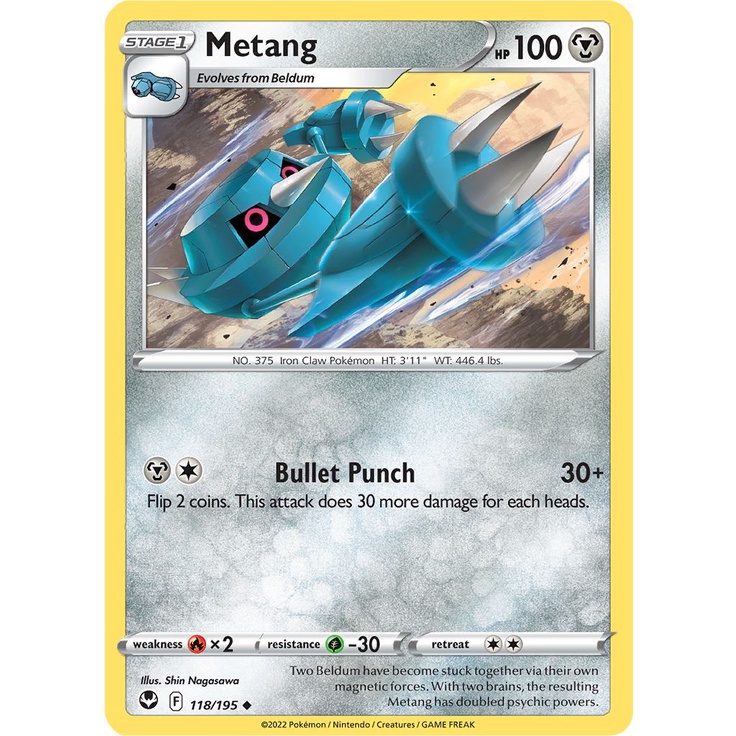 Metang / 118/195 / Uncommon / Sword & Shield Silver Tempest Pokemon ...