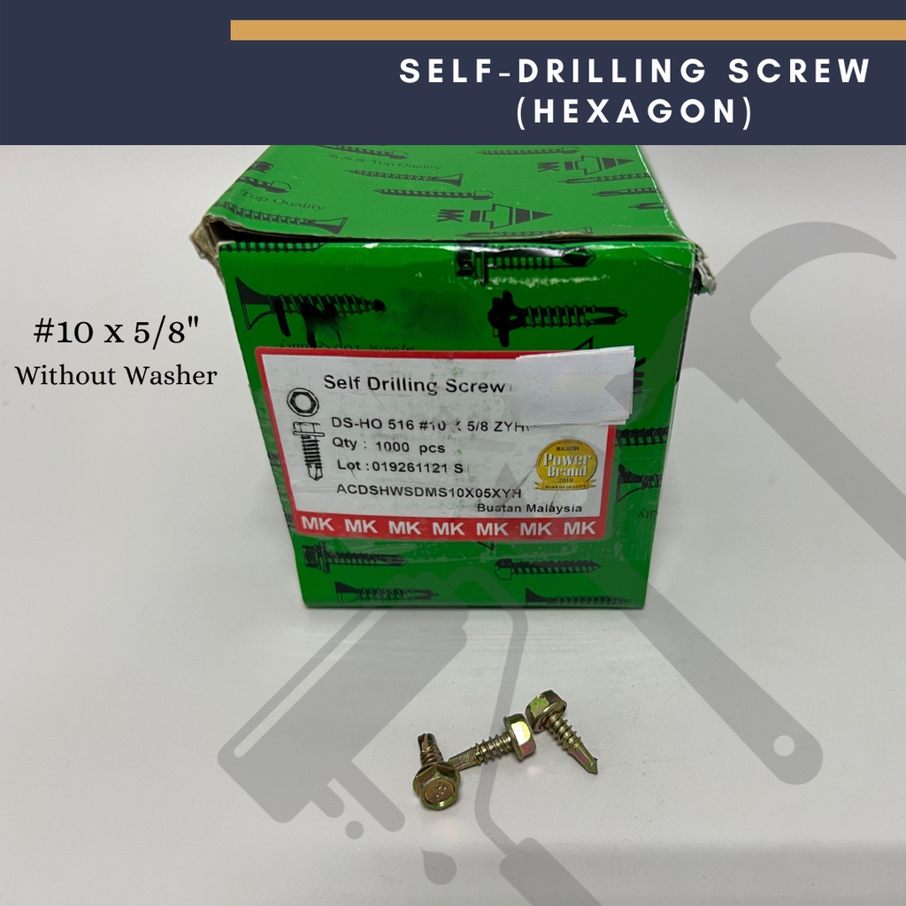 [Box] Hexagon 8mm MK Self Drilling Screw Without Washer | Metal Screw ...