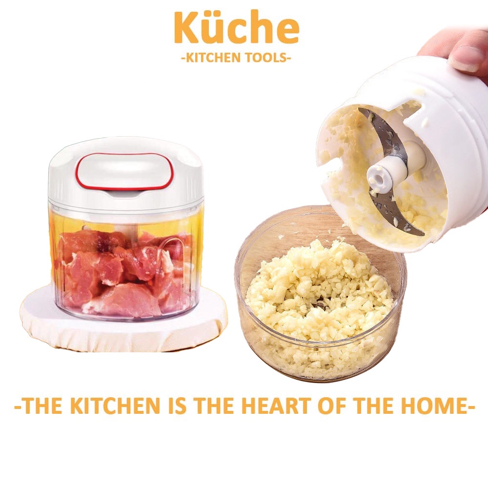 KUCHE Garlic Chopper Manual Food Crusher Hand Pull Slicer Processor ...