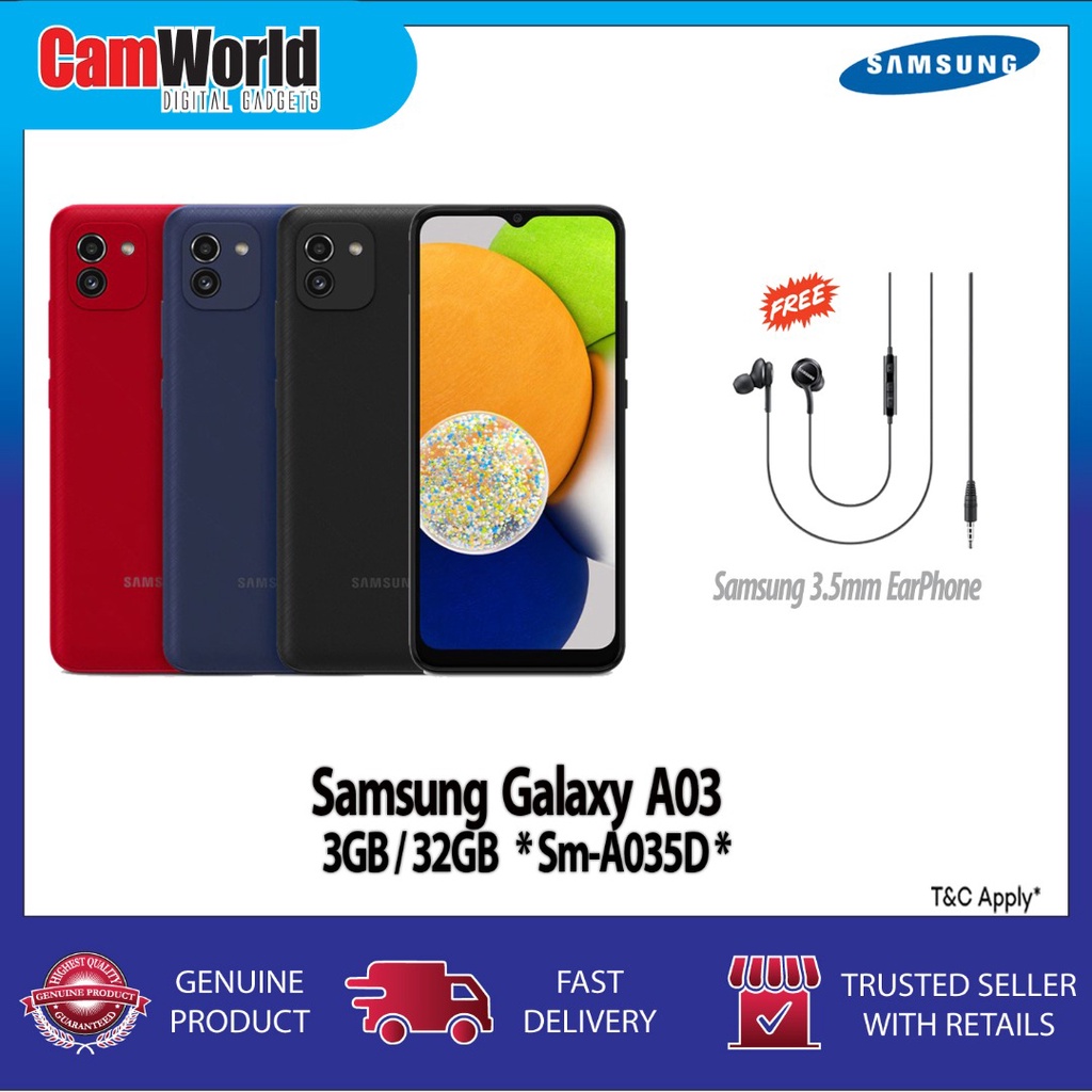 Samsung Galaxy A03 SM-A035G ( 4GB+64GB ) With Earphone | Shopee Malaysia
