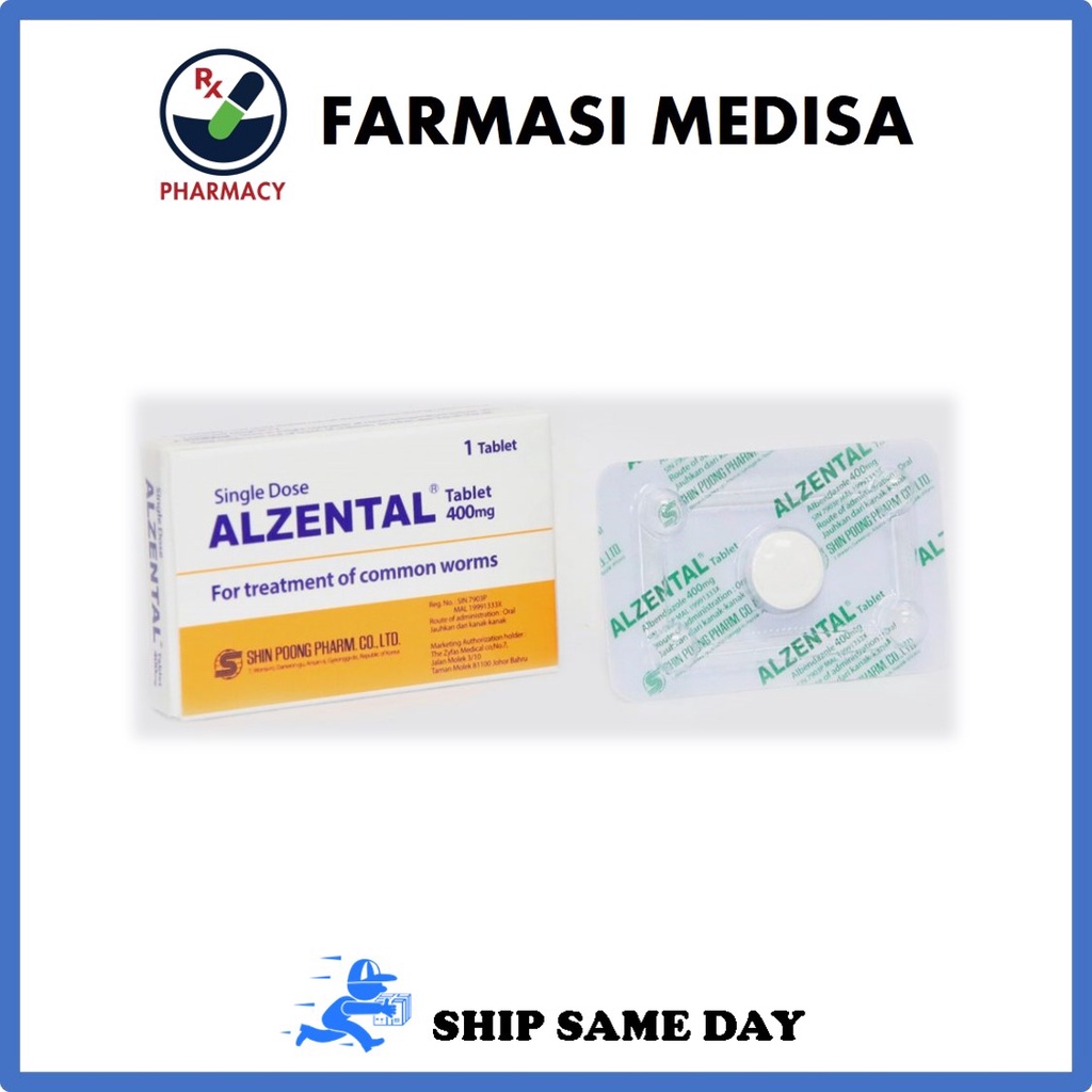 Alzental Tablet 400mg Single Dose Ubat Cacing treatment for common ...