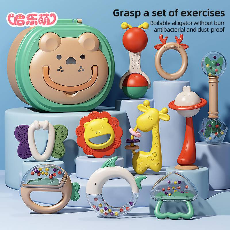 [Qilemeng] 2 in 1 Baby Rattle Toys Chewable Newborn Teether Toy Soft ...