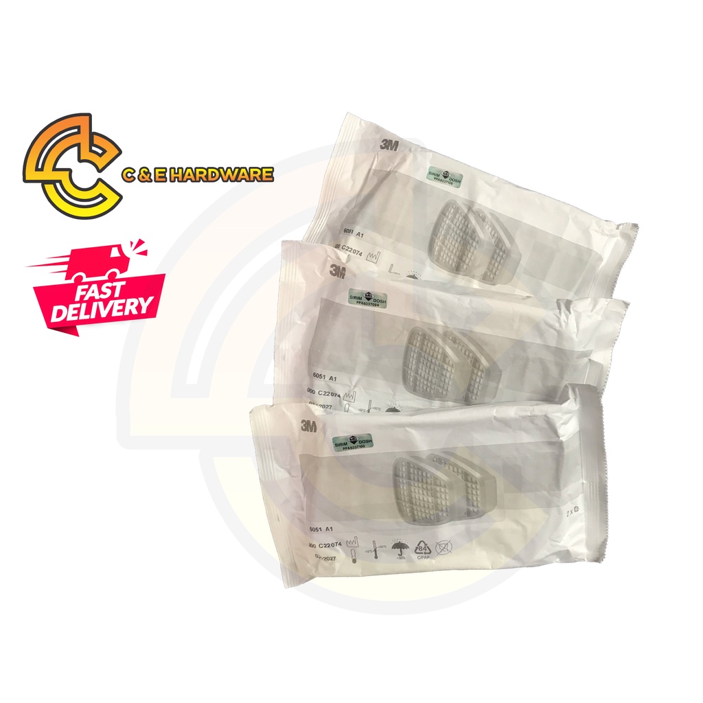 Original 3M 6051 Organic Vapor Cartridges for 3M Mask 6200/7502 ...