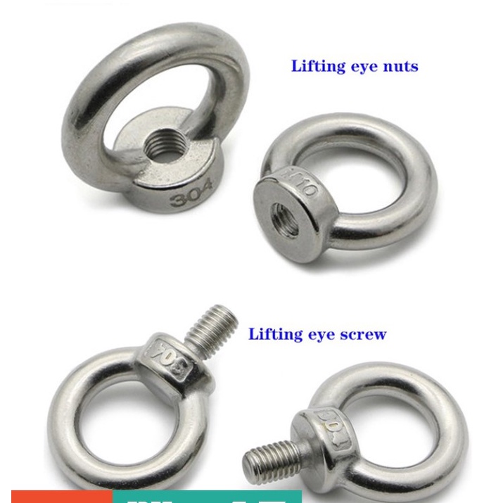 Lifting eye nuts/screw Ring eyebolt Ring hooking nut screws M3 M4 M5 M6 ...