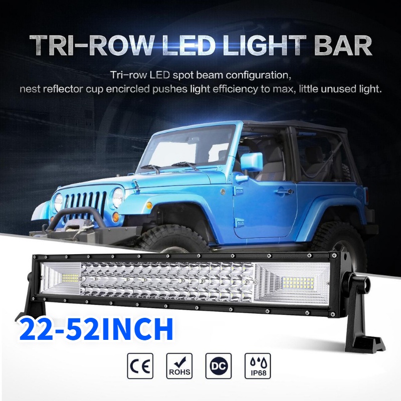 22 32 42 52 INCH Tri-Row LED Light Bar Work Light 7D Led Bar 4x4 Spot ...