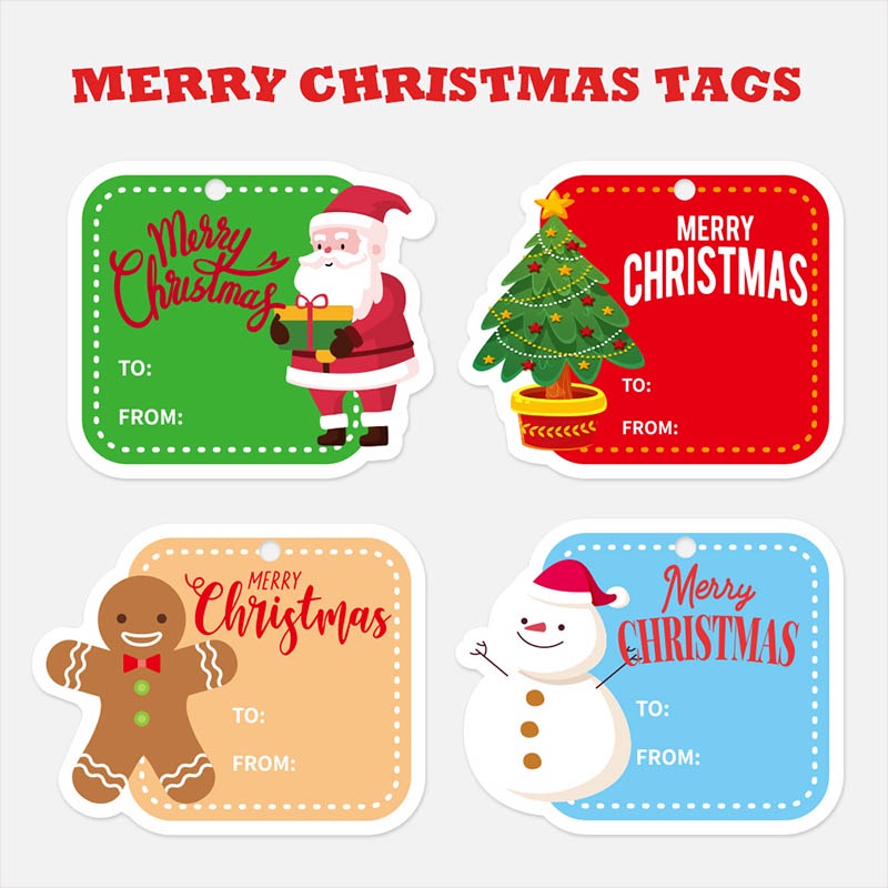 50 Pcs/Pack 2024 Merry Christmas Hang Tags Blessing Labels Writable ...