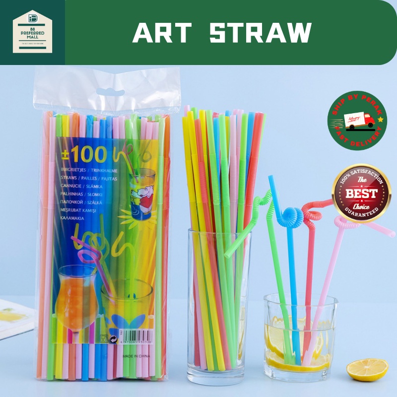 Art Straw Long Straw Bendable Color Food Grade Drink Handmade Milk Tea ...