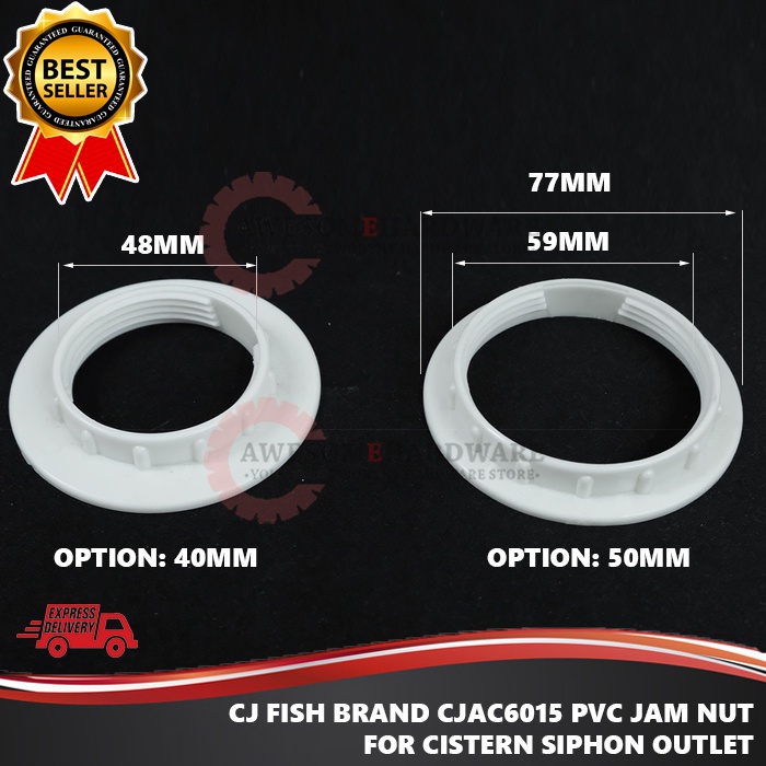 (40MM/50MM) FISH CJ BRAND CJAC6015 HEXAGONAL PVC JAM NUT FOR TOILET ...