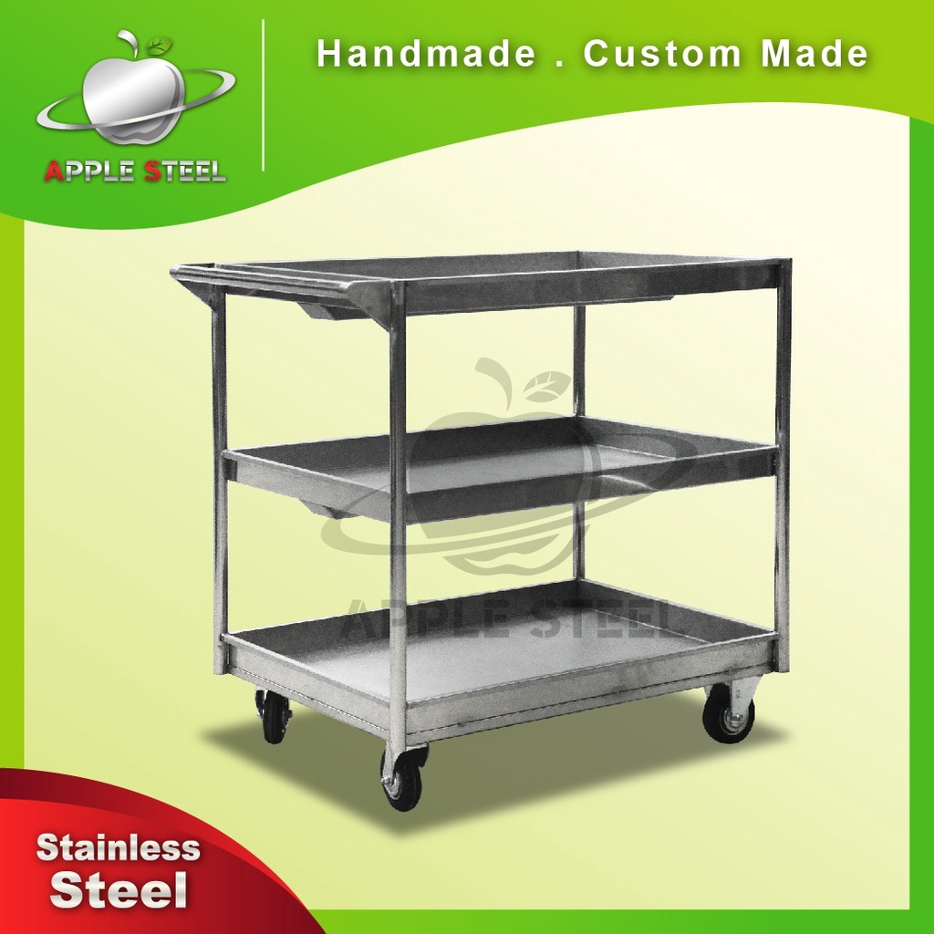 Handmade Stainless Steel Trolley With Wheel 3 Tier /Handmade Keluli ...