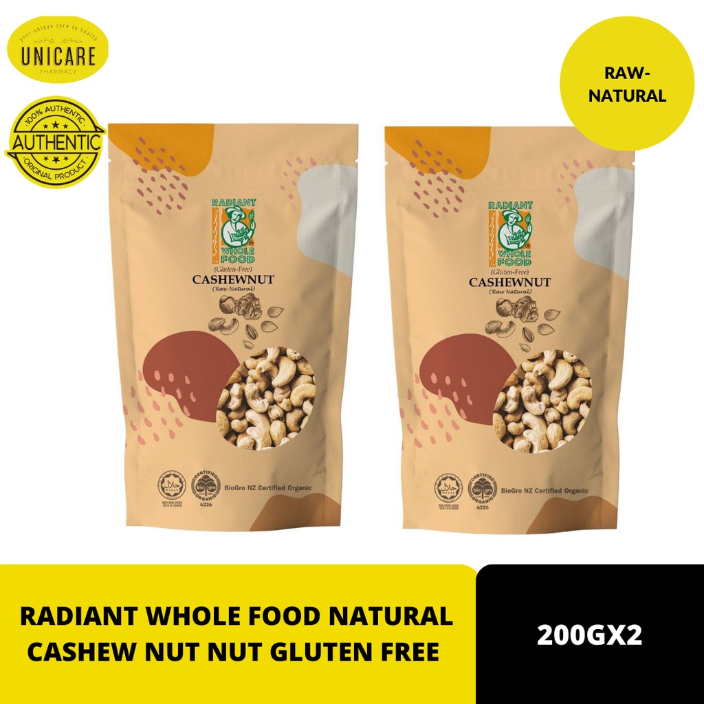 RADIANT WHOLE FOOD NATURAL CASHEW NUT GLUTEN FREE (200G X 2) | Shopee Malaysia
