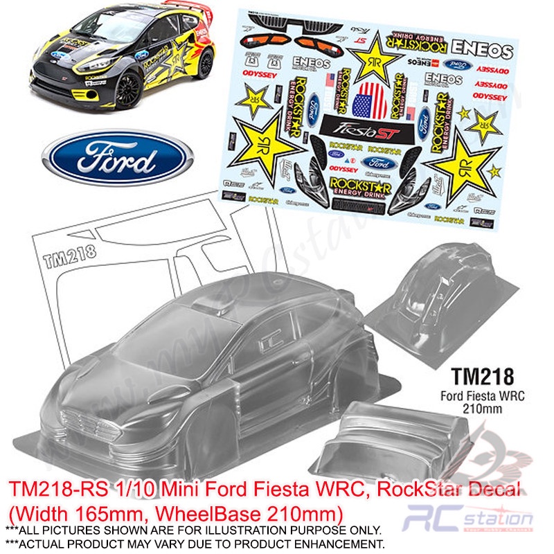 Team C M-Chassis Clear Body Shell TM218 1/10 Mini Ford Fiesta WRC ...