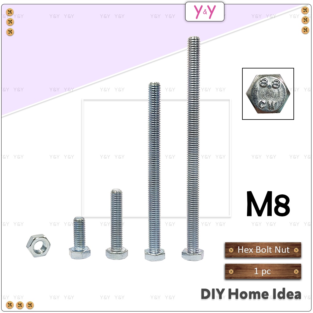 Y&Y Eco M8 Hex Bolt Hex Nut / 8mm Hex Screw / Hexagon Head Screw / Skru ...