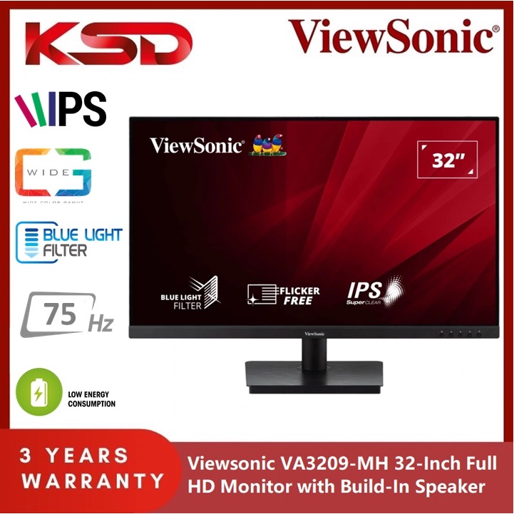 ViewSonic VA3209-MH 31.5” FHD 75Hz IPS LED Backlit Adaptive Sync ...