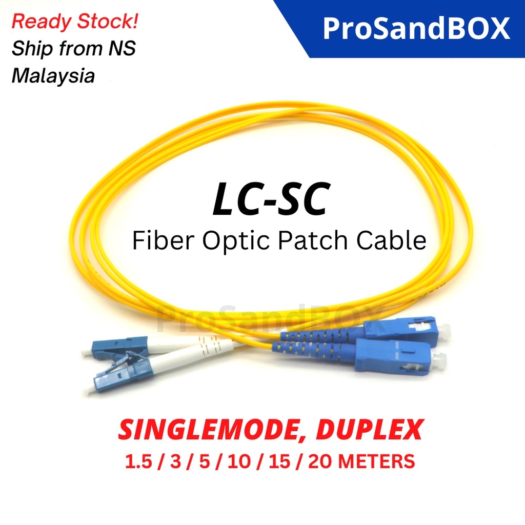 LC-SC Single Mode Duplex Fiber Optic Patch Cord Cable for LAN CCTV FTTH 1.5m 3m 5m 10m 15m 20m ...