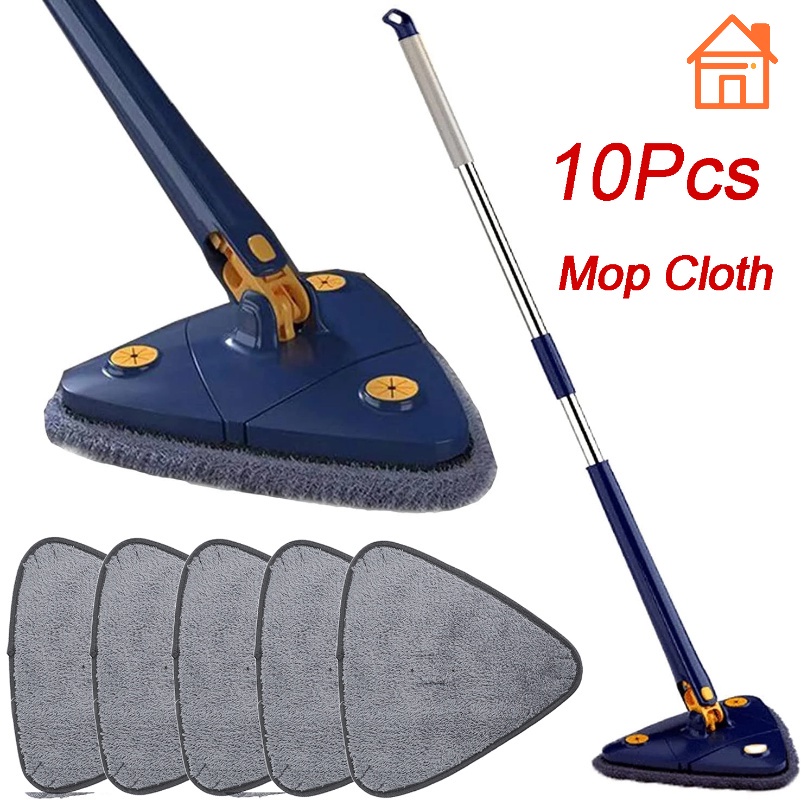 10Pcs Extendable Triangle Cleaning Mop Cloth /360-Degree Adjustable ...