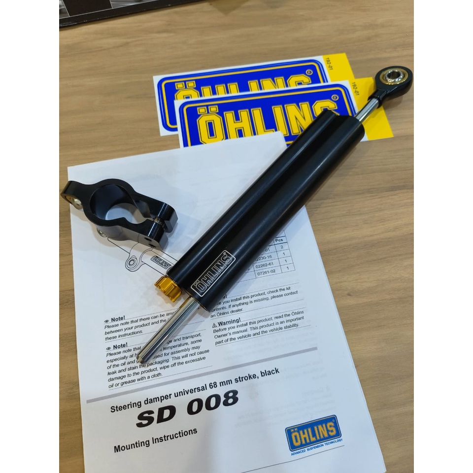 Ohlins Damper SD008 Black Steering Damper Universal 68mm Stroke SD 008 ...