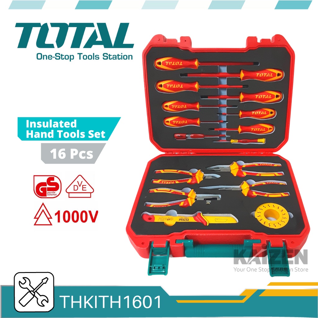 TOTAL THKITH1601 16 Pcs Insulated Hand Tools Set | Set Alat Tangan ...