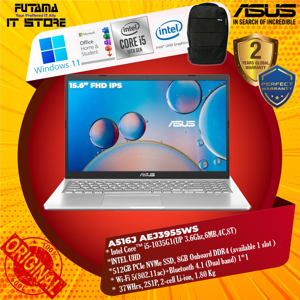 ASUS LAPTOP 15 A516J- AEJ3955WS (15.6" FHD/Intel core i5-1035G1/UHD ...
