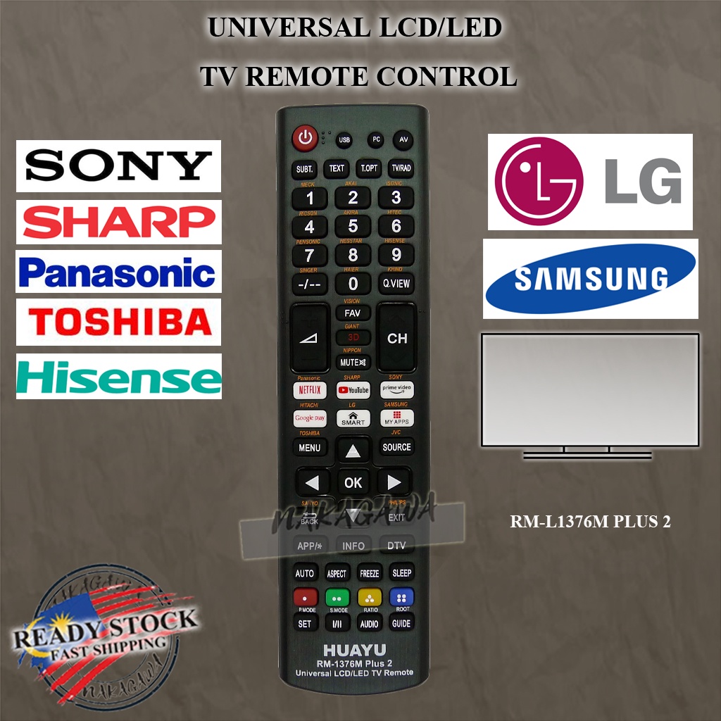 UNIVERSAL LCD/LED TV REMOTE CONTROL RM-1376M /RM-L1376M Plus2 | Shopee ...