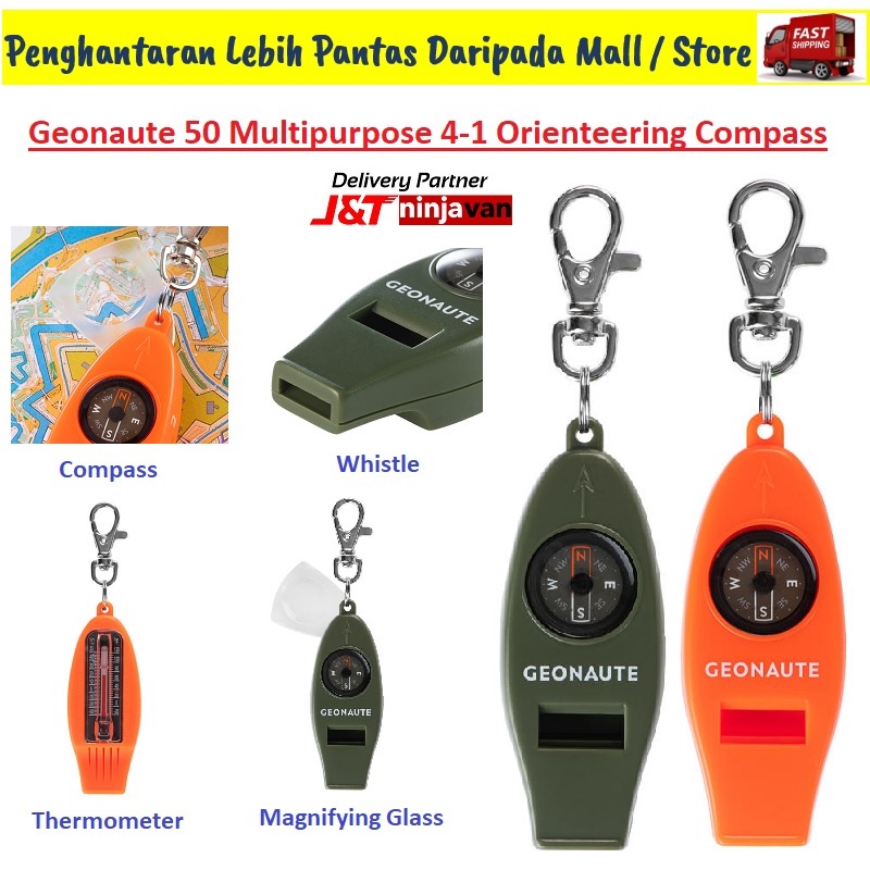 Geonaute 50 4-In-1 Multipurpose Whistle, Magnifying Glass, Thermometer ...