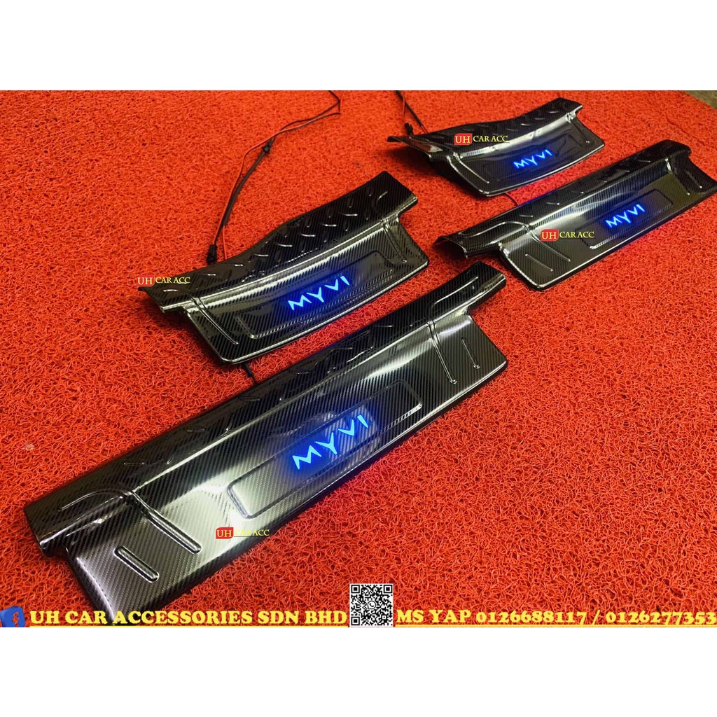 PERODUA MYVI 2018-2022 CARBON LED DOOR STEP SIDE STEP SILL SCUFF PLATE ...