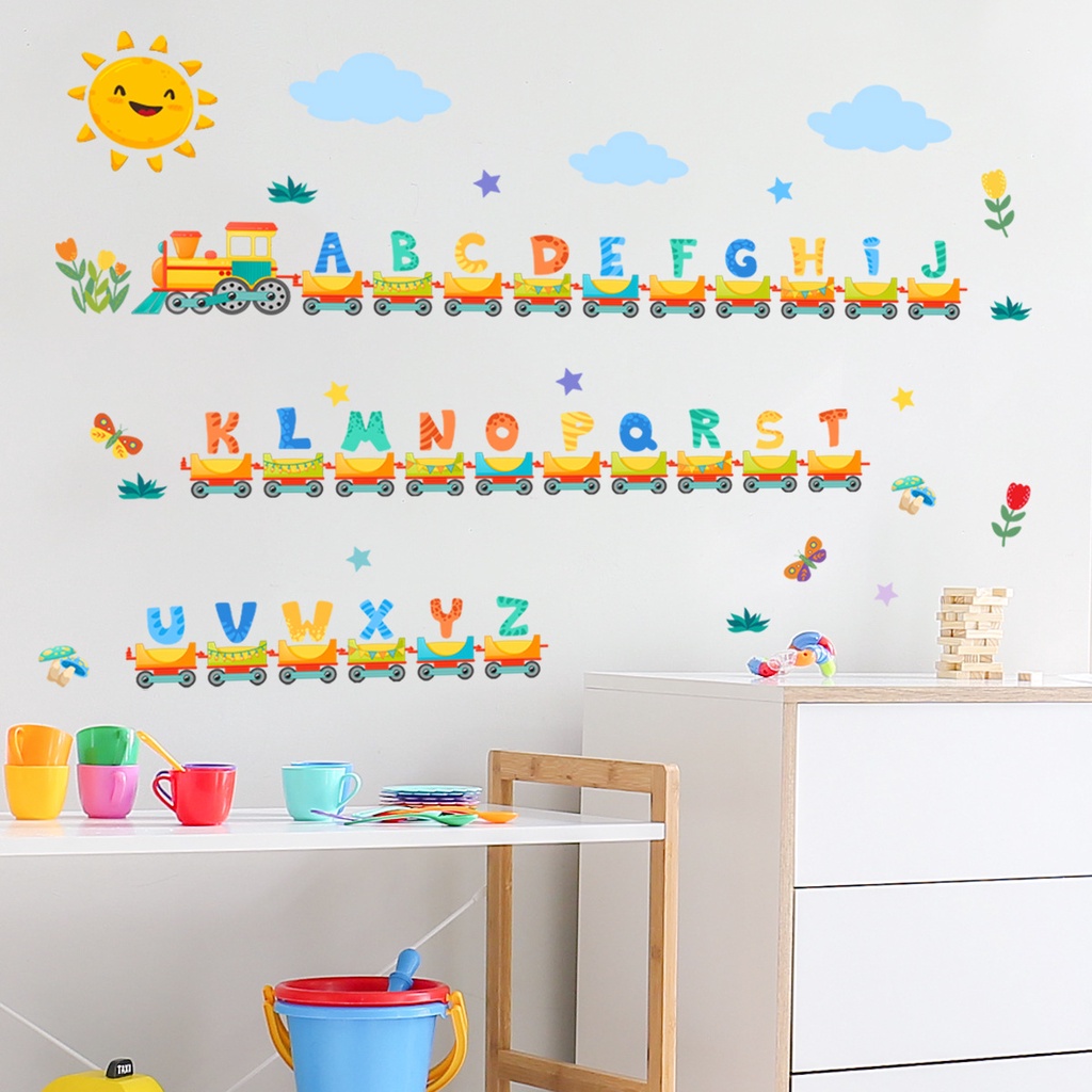 Alphabet Train Wall Decals Peel Stick Animals Alphabet Wall Sticker ...