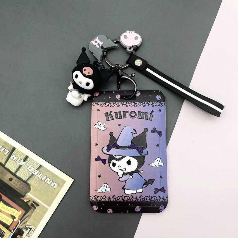 Kuromi Card Holder with Cartoon Pendant Anime Doll For Campus Cards ...
