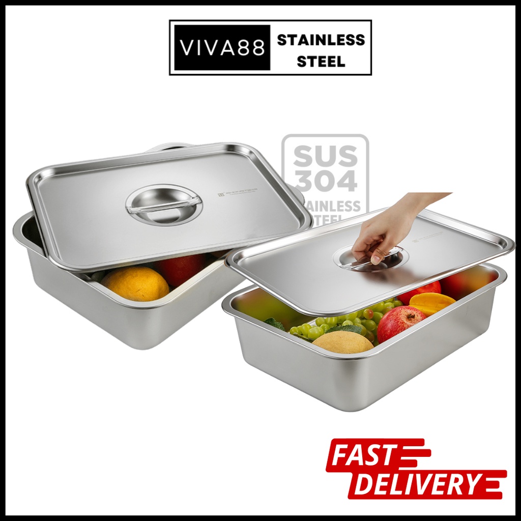 SUS304 Stainless Steel Buffet Tray with Cover | Shopee Malaysia