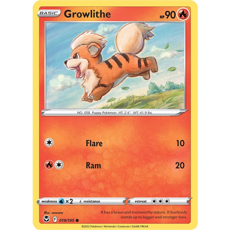 Growlithe / 019/195 / Reverse Holo & Common / Sword & Shield Silver ...