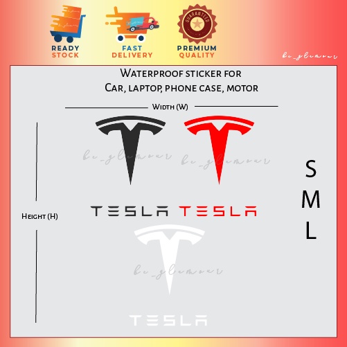 [D1] Tesla sticker ev car stiker reflective waterproof pantulan cahaya ...
