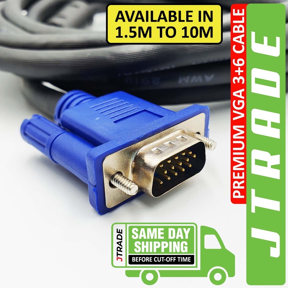 Premium VGA Cable 3+6 Full HD 1080p Support 15pin Male to Male JTRADE ...