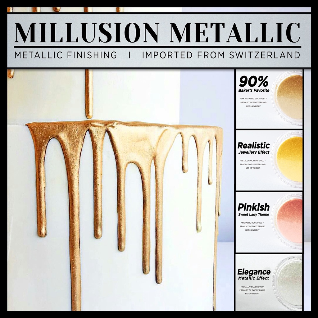 Millusion 24K Metallic Series Gold Colour- Food Colour Dust Cake ...