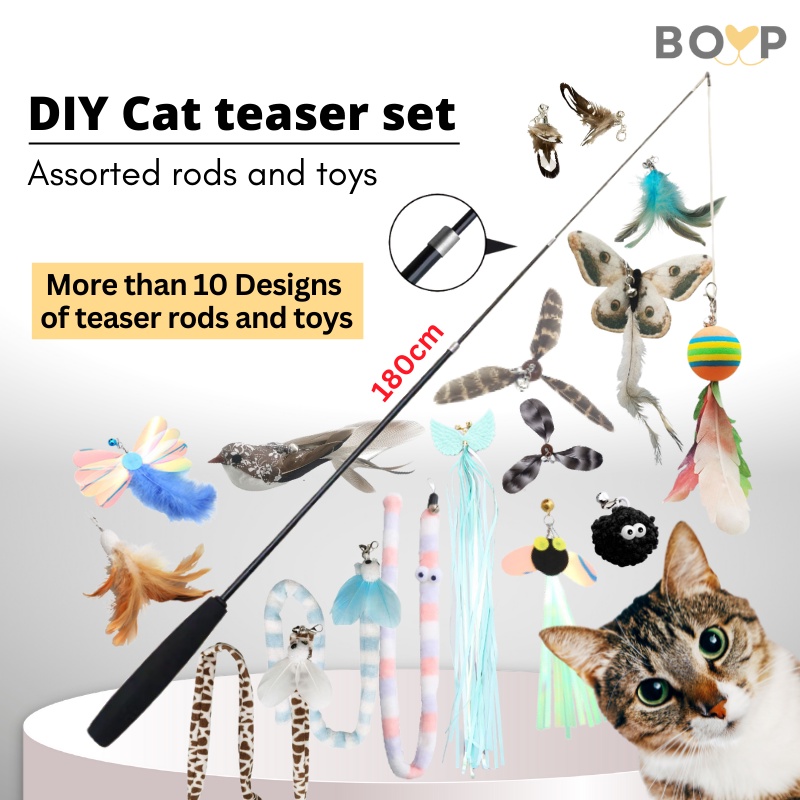 BOOP| 《DIY》Extendable Cat Teaser Assorted Various Cat Wands & Teaser ...