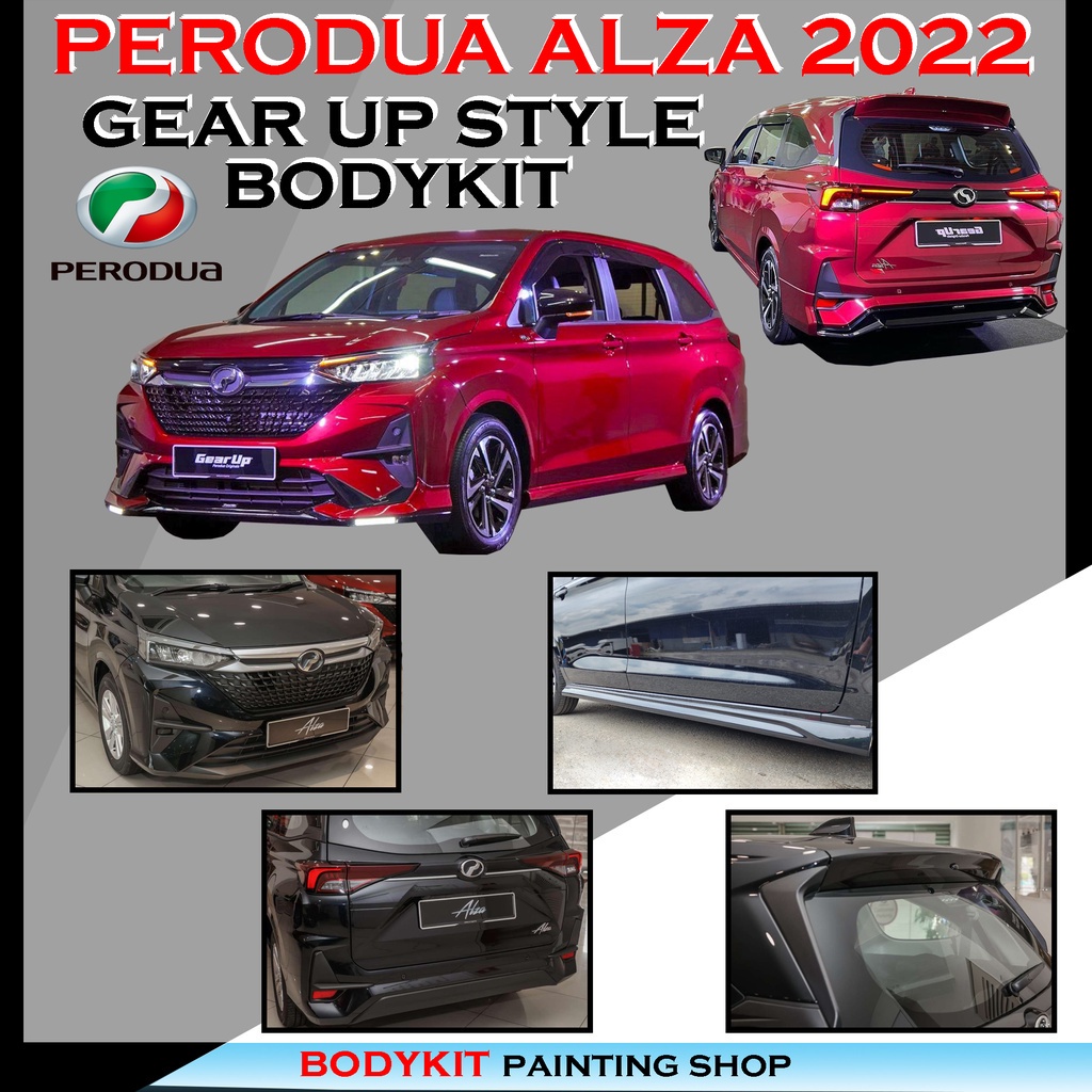PERODUA ALZA 2022 GEAR UP FULLSET SKIRTING WITH PAINT (FRONT SKIRT ...