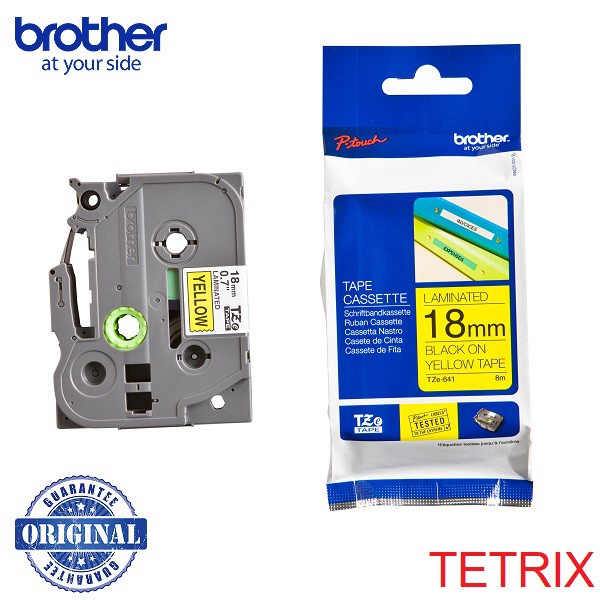 Brother Original TZe-641 Black on Yellow 18mm Genuine Laminated Tape ...