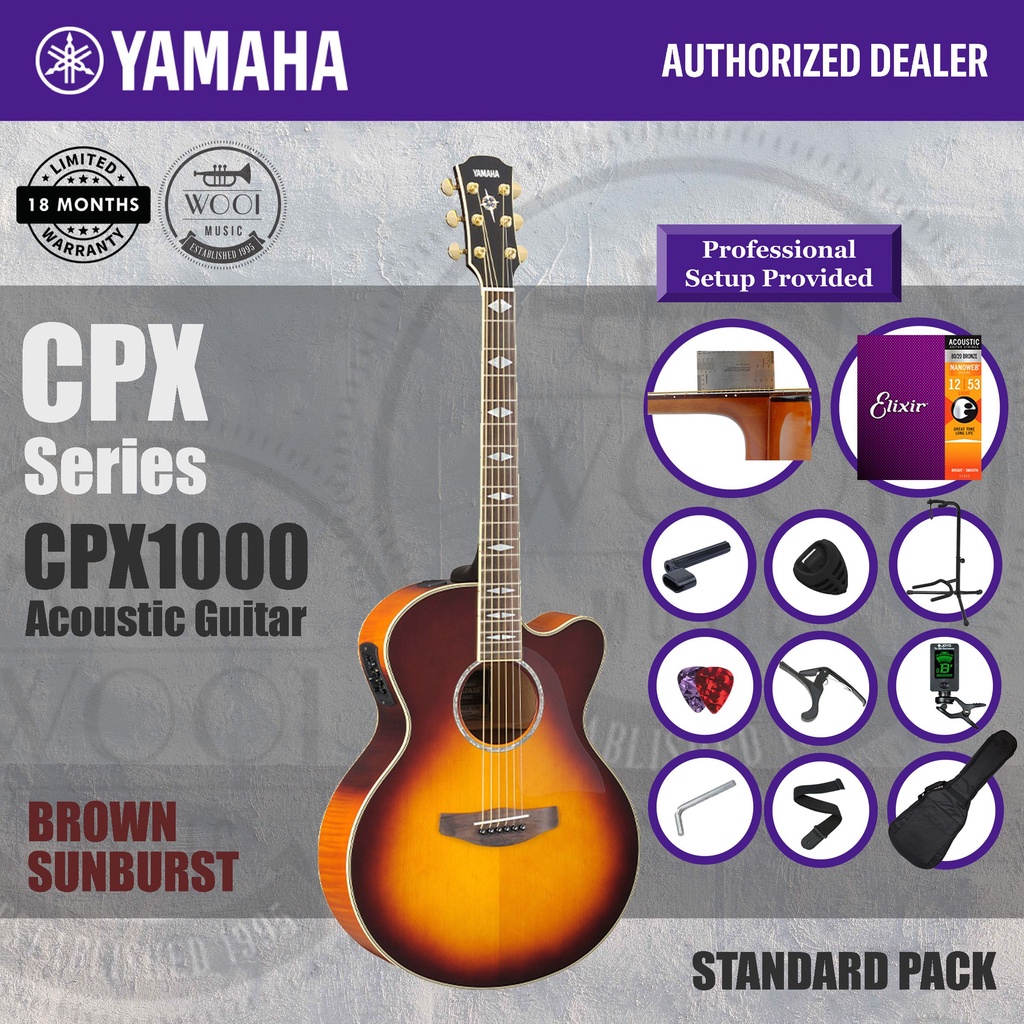 Yamaha CPX1000 Solid Spruce Top Acoustic Elecreic Guitar 41" - Brown ...