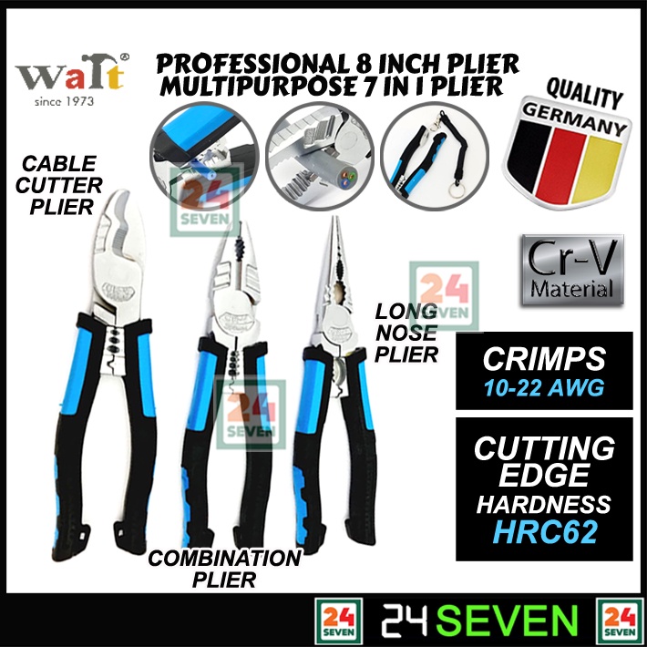 WAIT 7 In 1 8inch Multipurpose Combination Plier or Long Nose or Cable ...