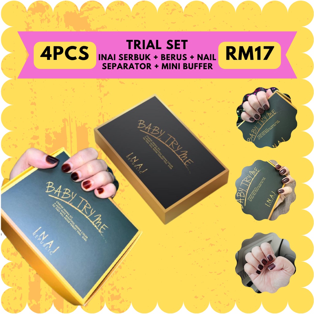 (Free gift) Set inai kuku black hitam | Baby Try Me | Inai Serbuk Daun ...