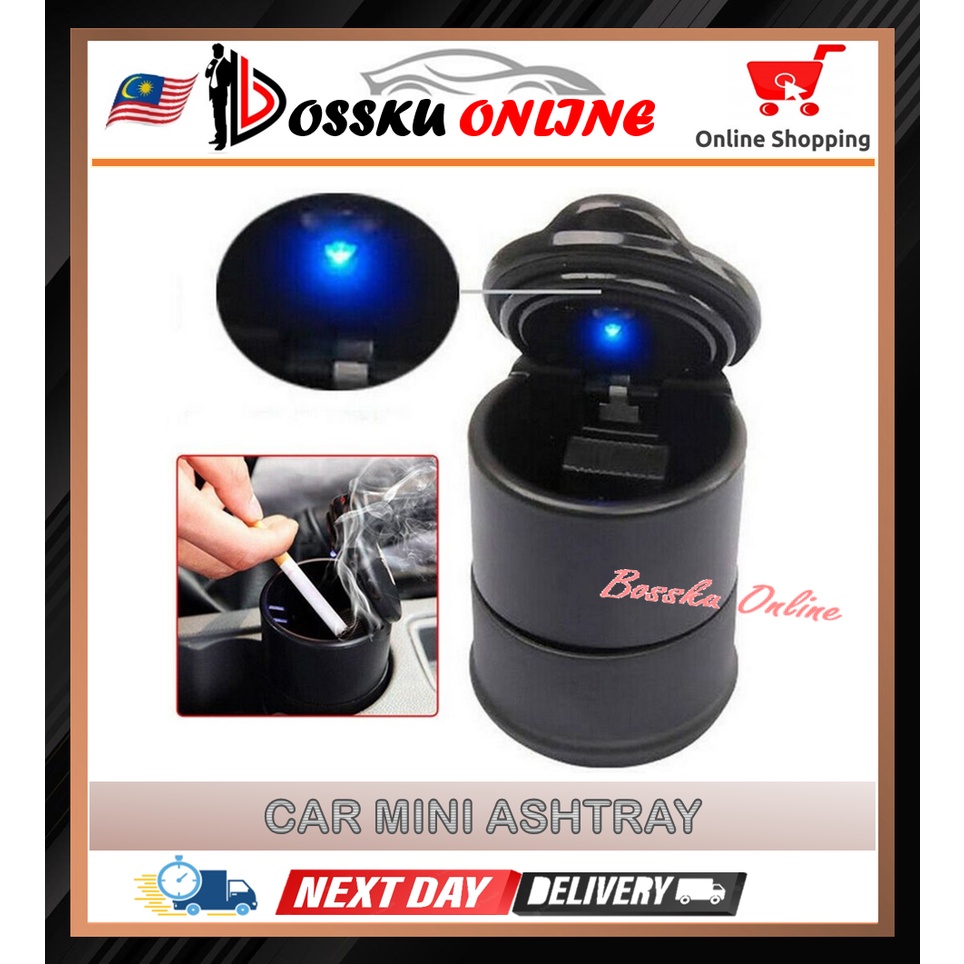 LED Portable Car Cup Holder Cigaratte Ashtray Trash Bin Tempat Abu ...