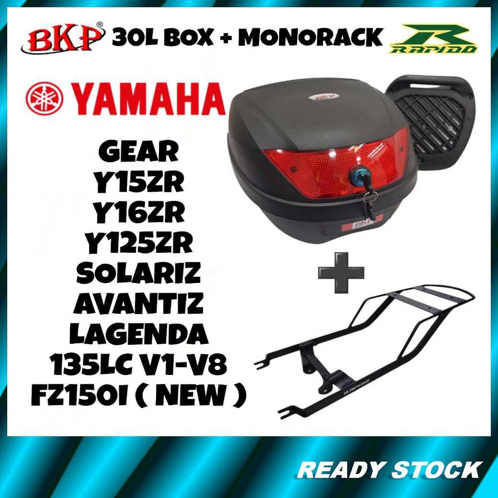 BKP 30L Box Motorcycle Monolock+RAPIDO Monorack VRack YAMAHA 135LC V1 ...