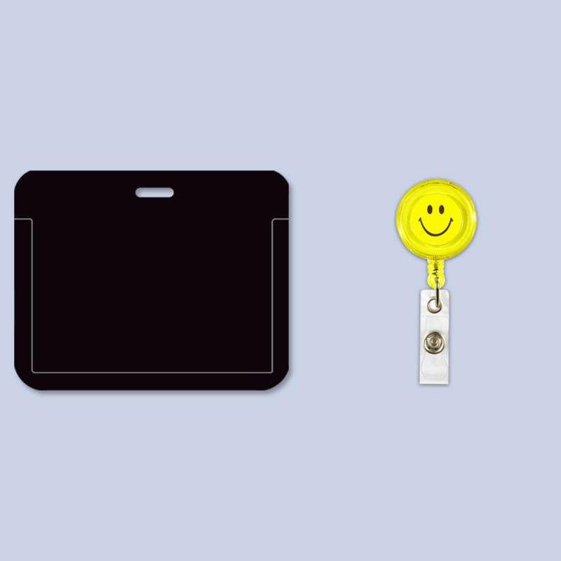 Simple pure black white card holder badge ID case badge lanyard brand ...