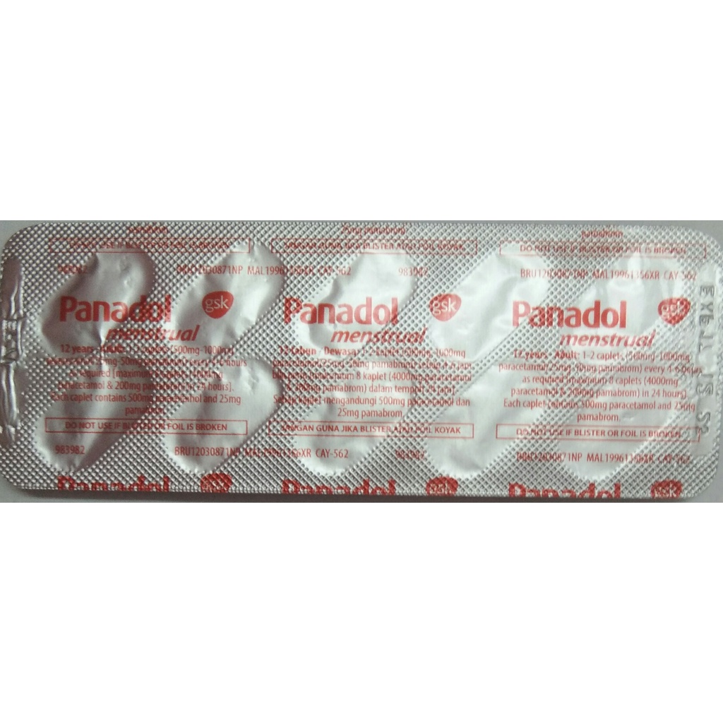 PANADOL MENSTRUAL PARACETAMOL 500MG AND PAMABROM 25MG | Shopee Malaysia
