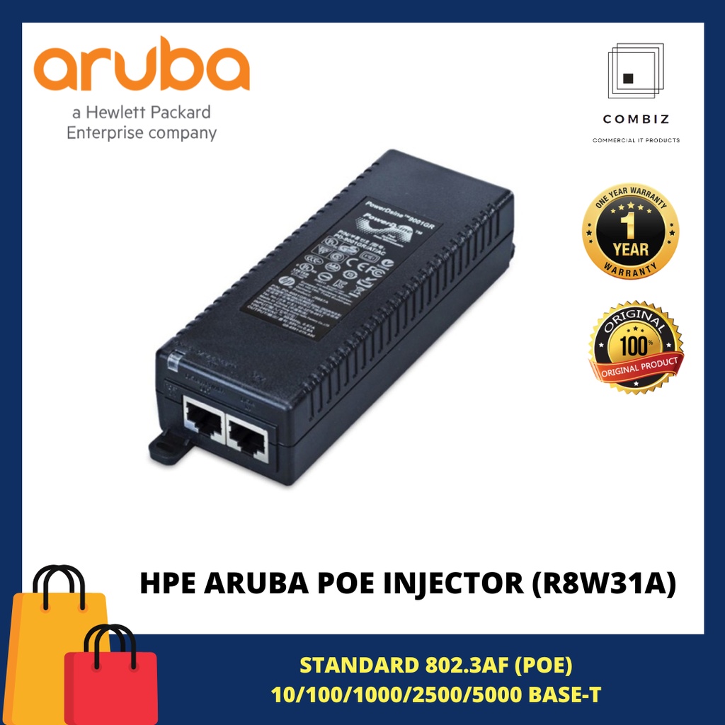 ARUBA AP POE 1 PORT 802.3AF 15.4W MIDSPAN INJECTOR ( R8W31A ) | Shopee ...