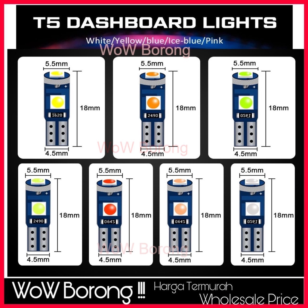 T5 3030 LED 3smd Car Motorcycle Meter LED Dashboard Light Wedge Instrument Lamp Indicator Signal ...