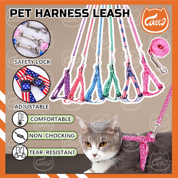 CATTO Dog Cat Harness Collar Leash Safety Traction Rope Tali Kucing ...