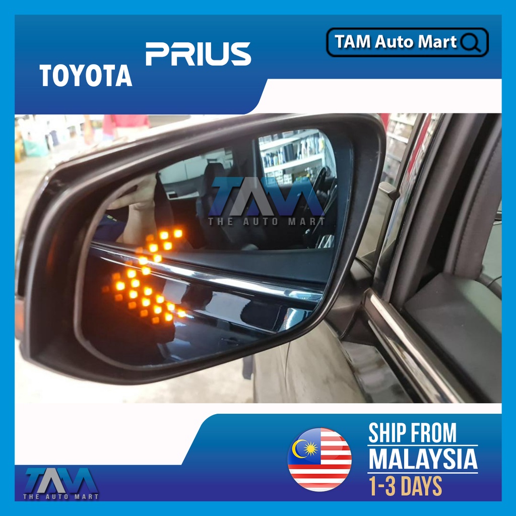 Toyota Prius (2009-2014) Wide Angle Sight Rear View Mirror LED Blue ...