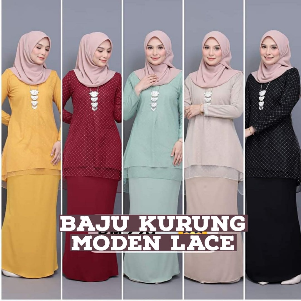 Baju Kurung Moden Lace Natasya (Ready Stock) | Shopee Malaysia