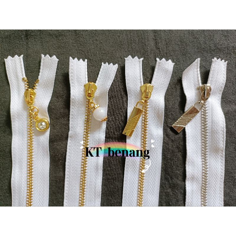 ZIP Fancy ZIP Jubah ZIP Baju Zipper Metal ZIP Cantik (6"8"10"14")White ...
