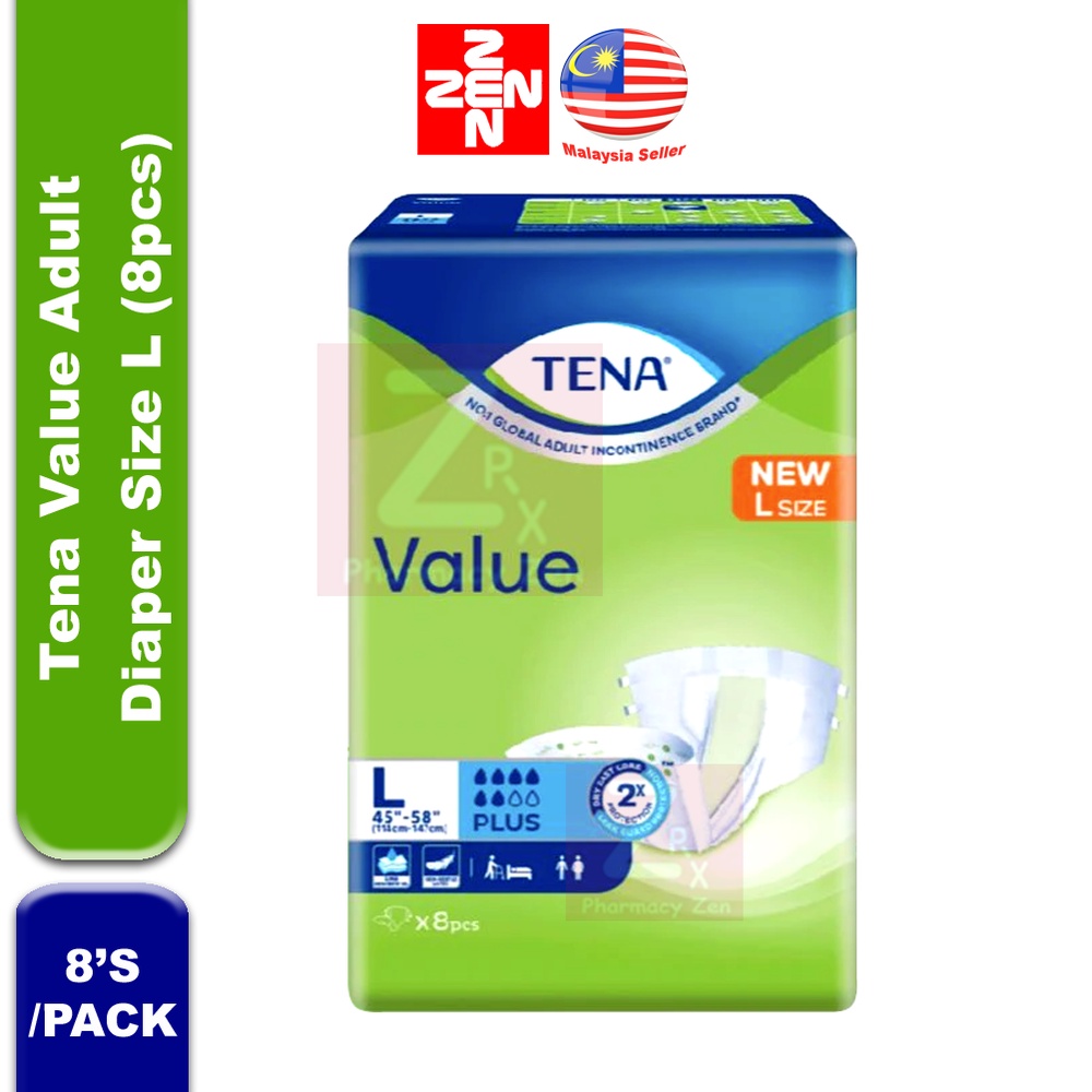 Tena Value Adult Diaper Size L (8pcs) | Shopee Malaysia