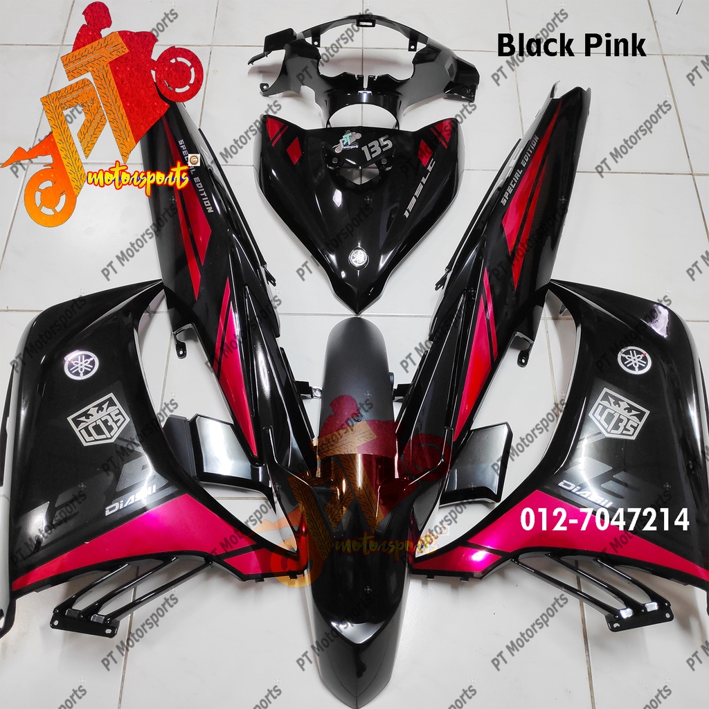 Yamaha LC 135 Matt Black / Black Kilat Cover Set Sticker Custom Chrome ...